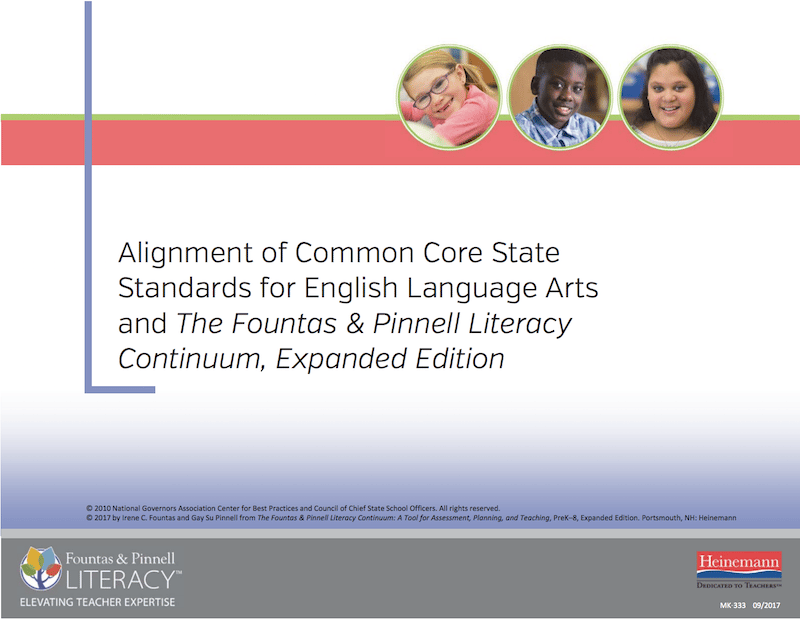 NEW! Alignment of Common Core State Standards and The Fountas & Pinnell ...